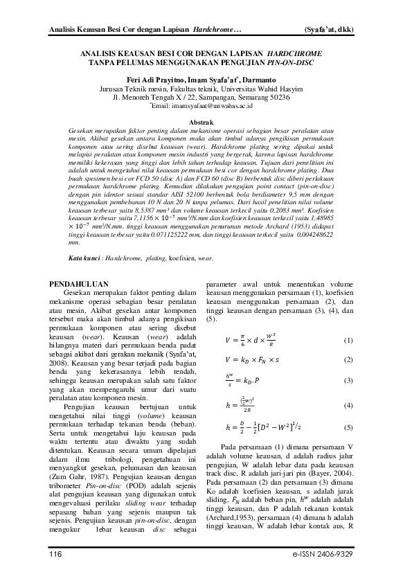 (PDF) Analisis Keausan Besi Cor Dengan Lapisan Hardchrome Tanpa Pelumas ...