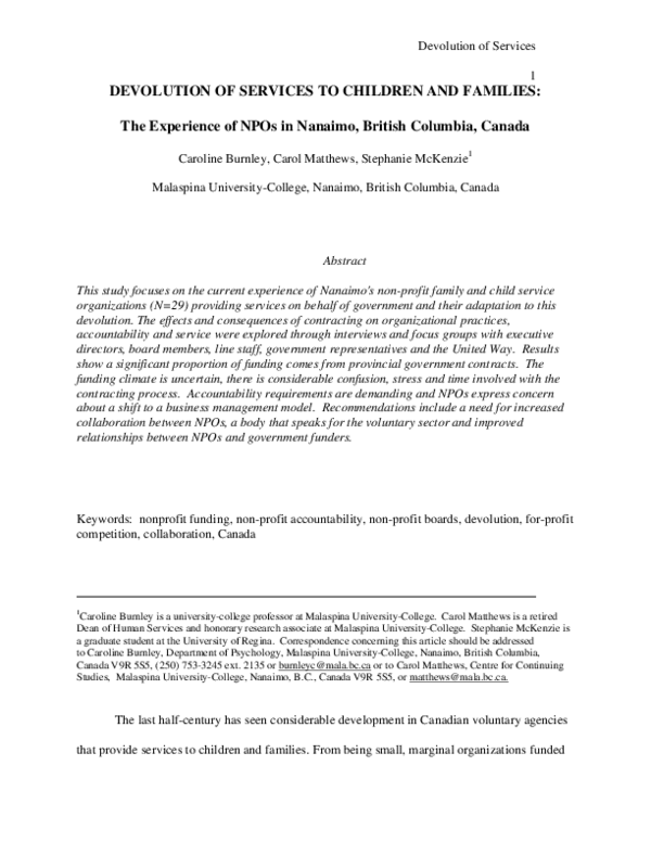 (PDF) Devolution of Services to Children and Families: The Experience ...