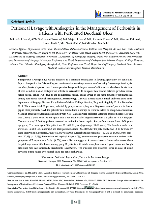 (PDF) Peritoneal Lavage with Antiseptics in the Management of ...