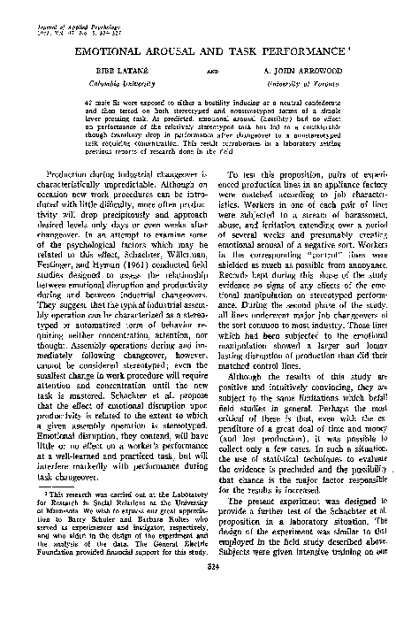 (PDF) Emotional arousal and task performance