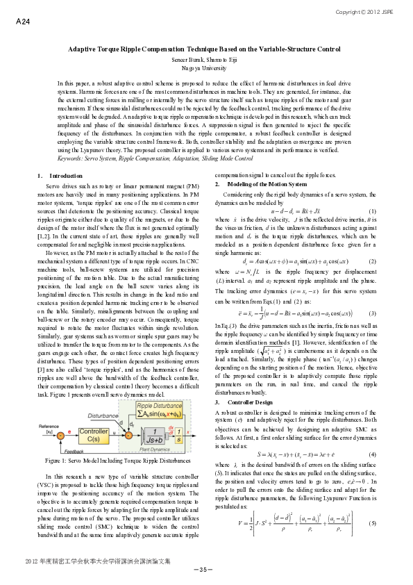 (PDF) Adaptive Torque Ripple Compensation Technique Based on the Variable-Structure Control