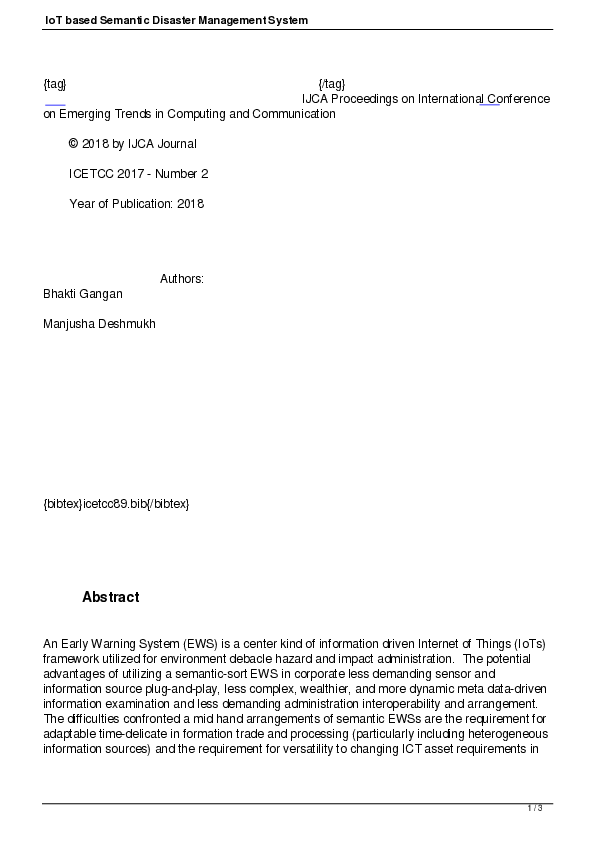 (PDF) IoT based Semantic Disaster Management System