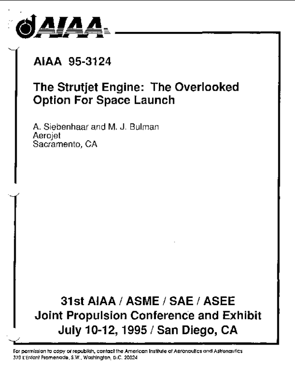 (PDF) The Strutjet engine - The overlooked option for space launch