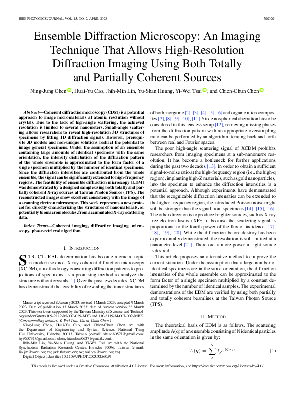 (PDF) Ensemble Diffraction Microscopy: An Imaging Technique That Allows High-Resolution ...
