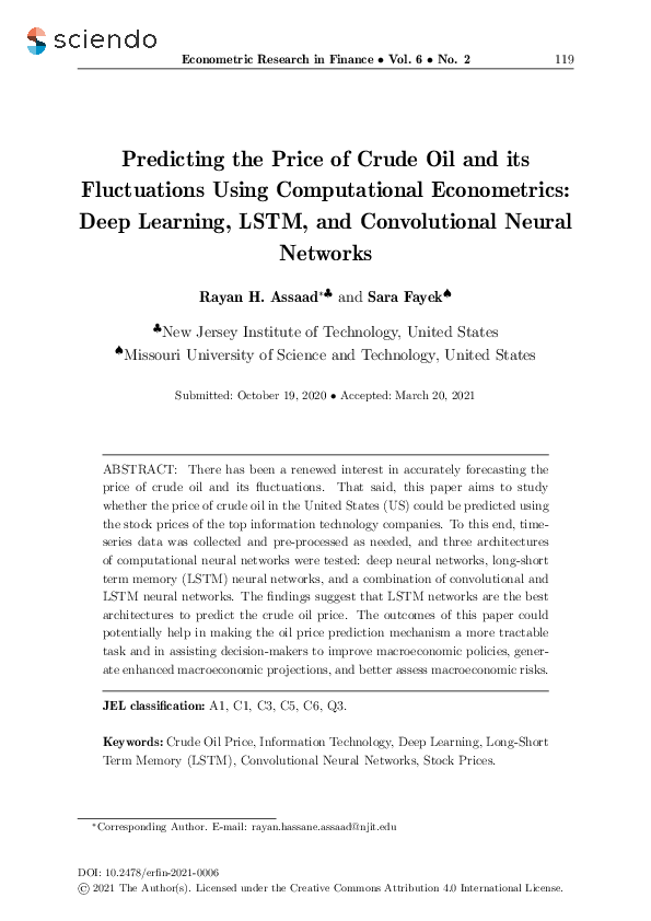 (PDF) Predicting the Price of Crude Oil and its Fluctuations Using Computational Econometrics ...