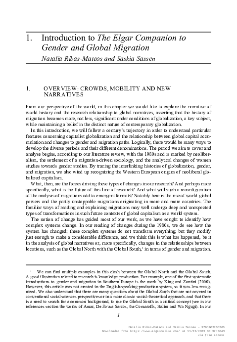 (PDF) Introduction to The Elgar Companion to Gender and Global Migration