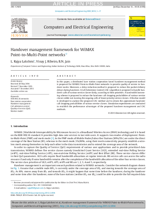 (PDF) Handover management framework for WiMAX Point-to-Multi-Point networks