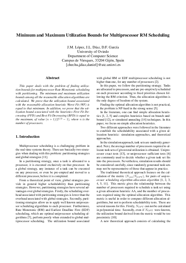 (PDF) Minimum and maximum utilization bounds for multiprocessor rate monotonic scheduling