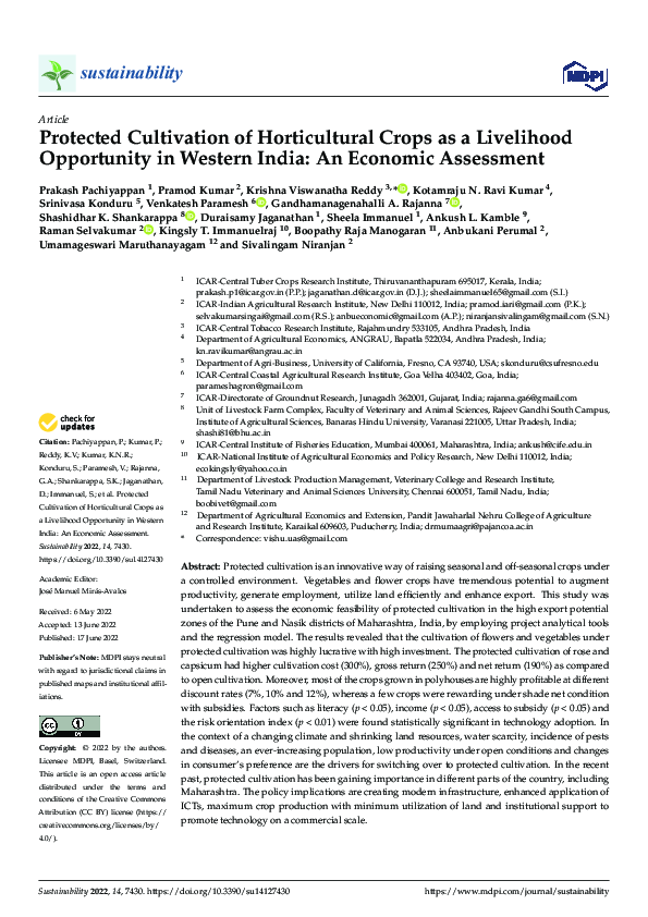 (PDF) Protected Cultivation of Horticultural Crops as a Livelihood Opportunity in Western India ...