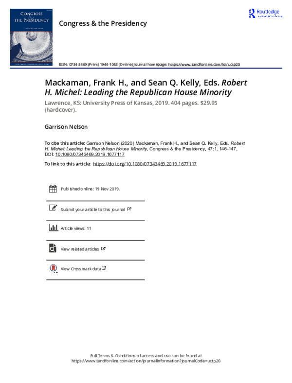 (PDF) Mackaman, Frank H., and Sean Q. Kelly, Eds. Robert H. Michel ...