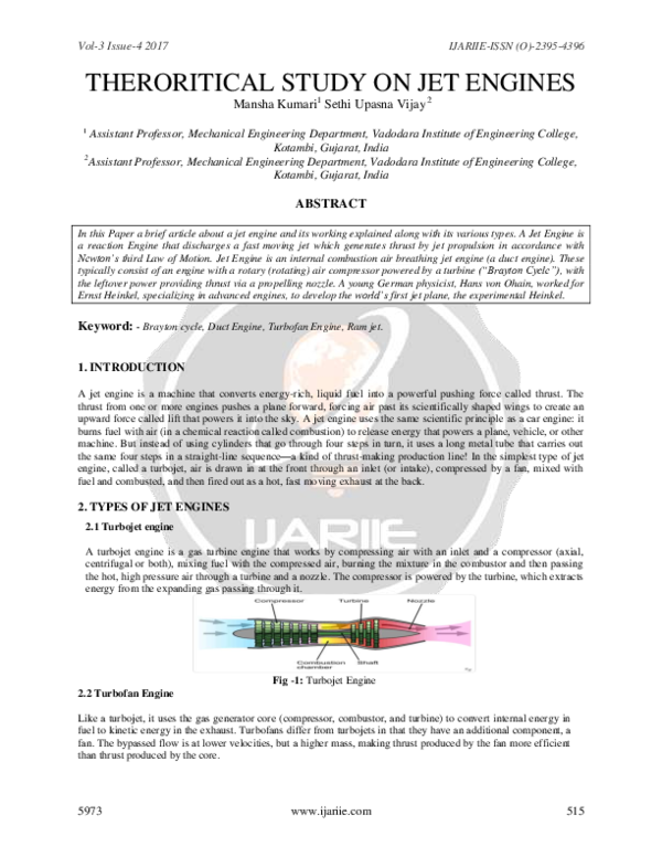 (PDF) Theroritical Study on Jet Engines