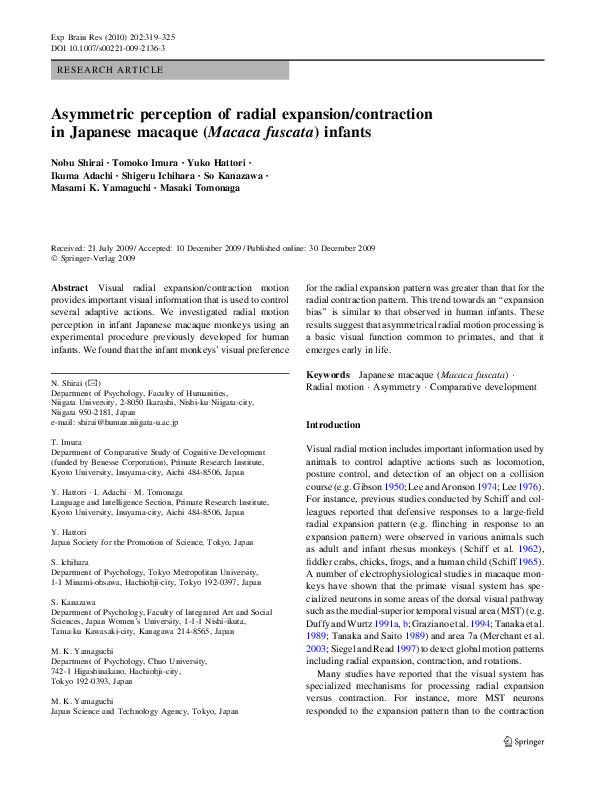 (PDF) Asymmetric perception of radial expansion/contraction in Japanese ...