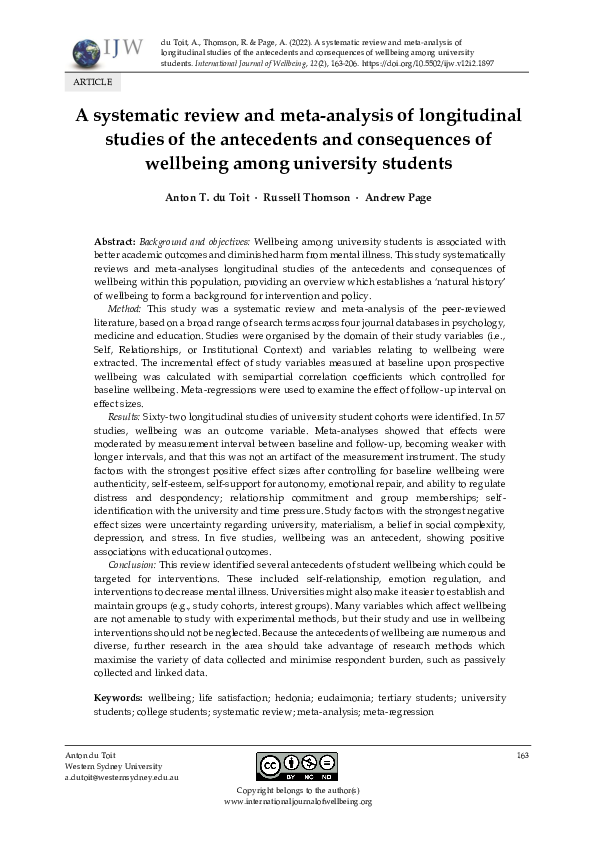(PDF) A systematic review and meta-analysis of longitudinal studies of ...