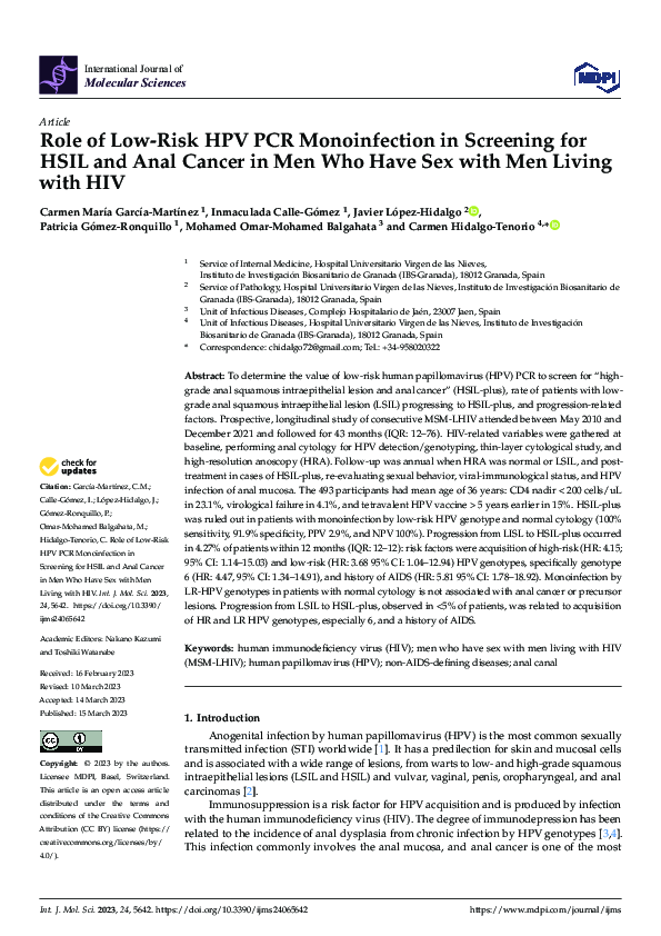 (PDF) Role of Low-Risk HPV PCR Monoinfection in Screening for HSIL and ...