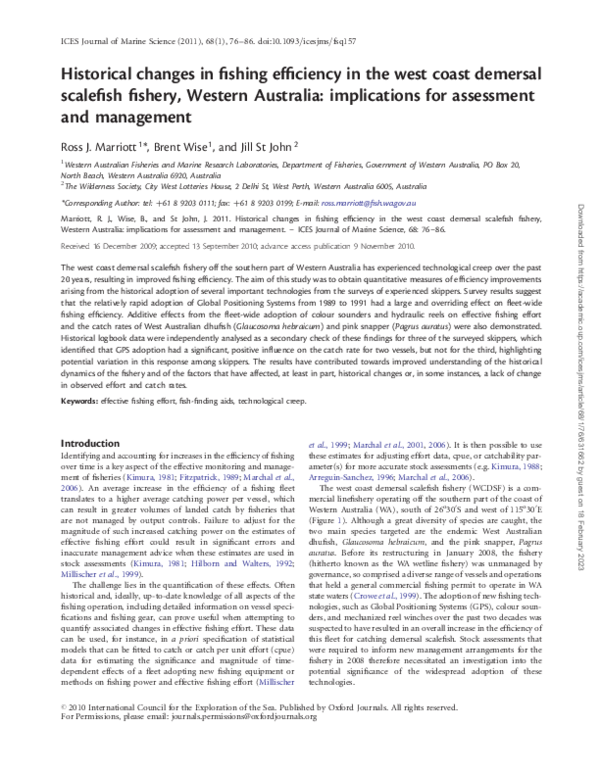 (PDF) Historical changes in fishing efficiency in the west coast ...