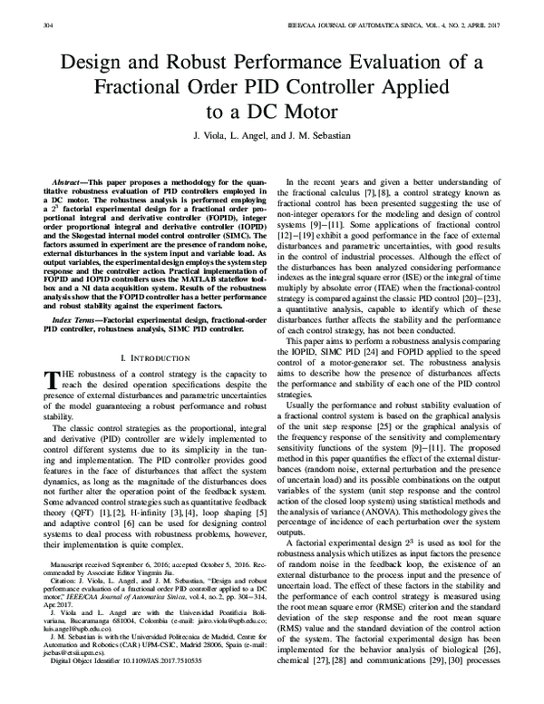 (PDF) Design and robust performance evaluation of a fractional order ...