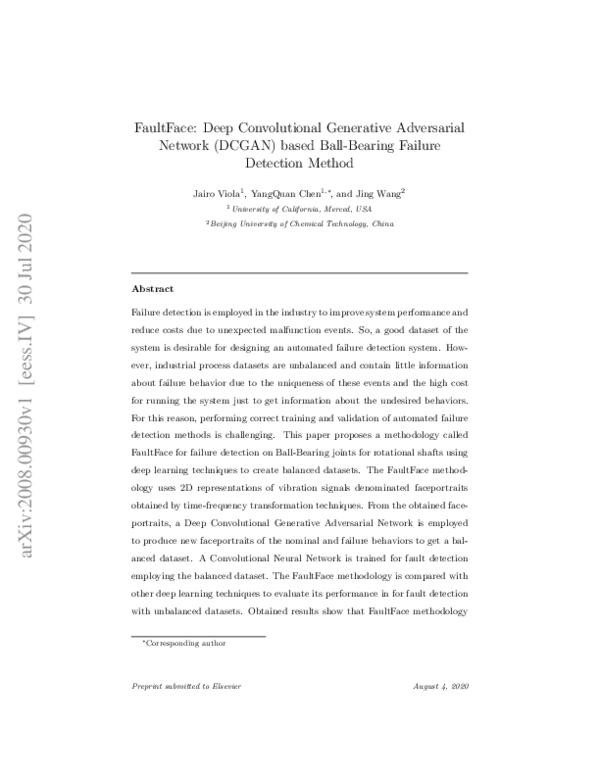 (PDF) FaultFace: Deep Convolutional Generative Adversarial Network (DCGAN) based Ball-Bearing ...