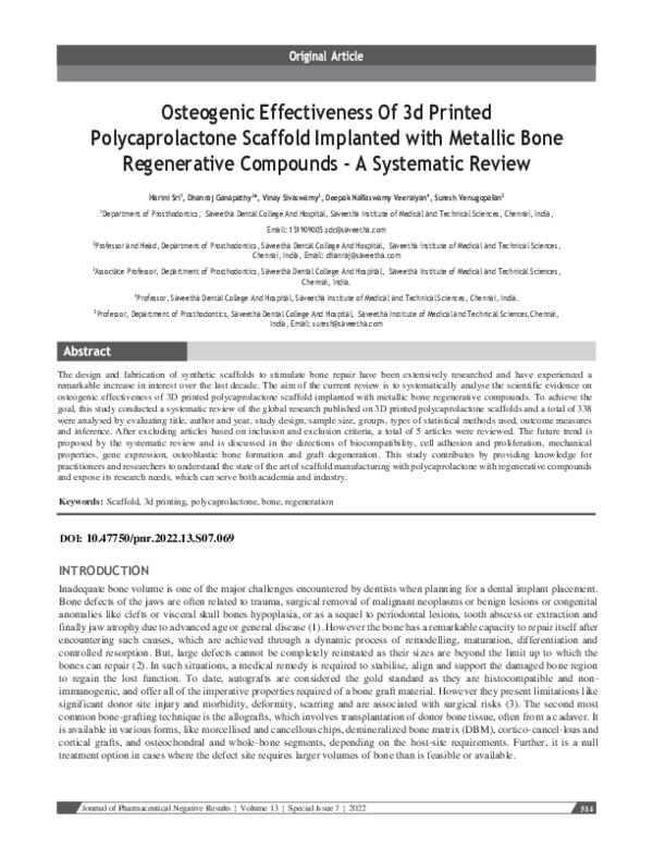 (PDF) Osteogenic Effectiveness Of 3d Printed Polycaprolactone Scaffold ...