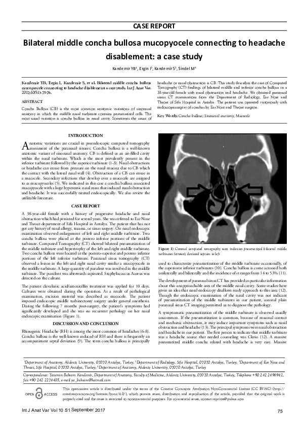 (PDF) Bilateral middle concha bullosa mucopyocele connecting to ...