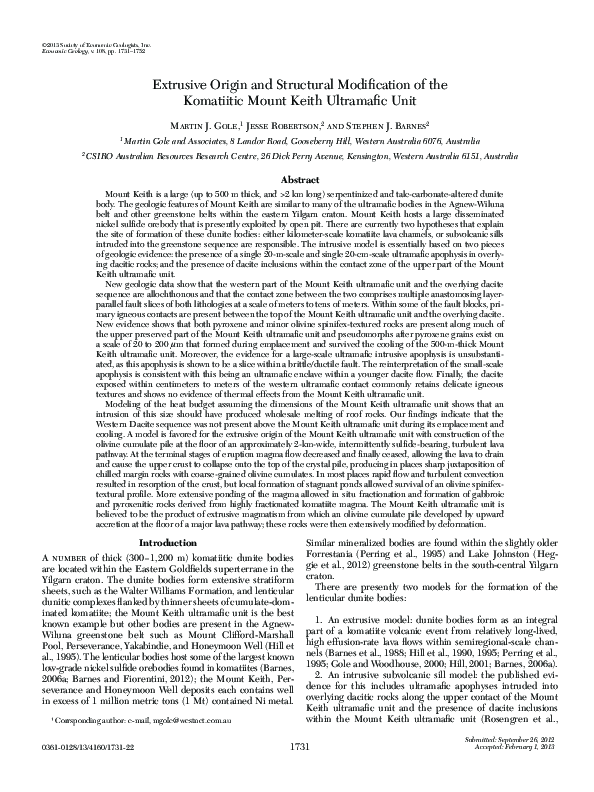 (PDF) Extrusive Origin and Structural Modification of the Komatiitic ...