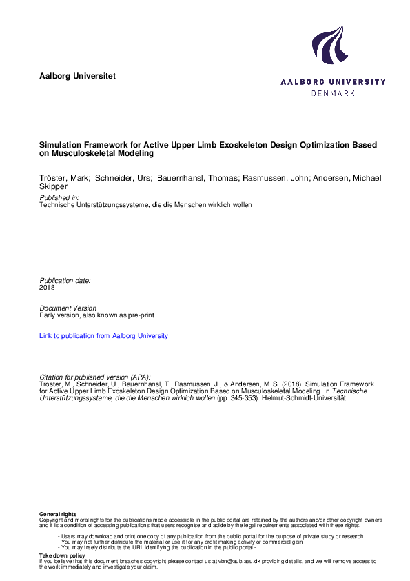 (PDF) Simulation Framework for Active Upper Limb Exoskeleton Design ...