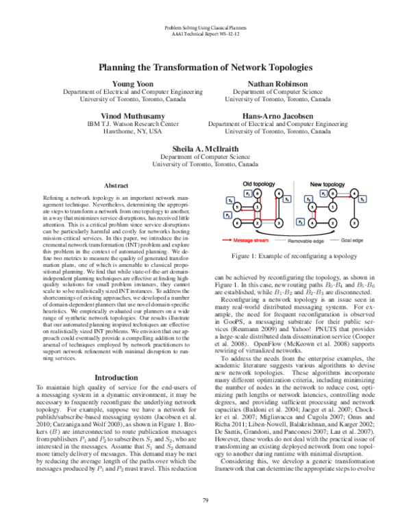 (PDF) Planning the Transformation of Network Topologies