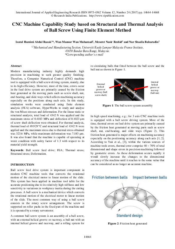 (PDF) CNC Machine Capability Study based on Structural and Thermal Analysis of Ball Screw Using ...