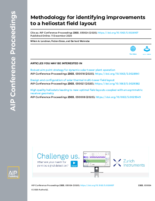 (PDF) Methodology for identifying improvements to a heliostat field layout