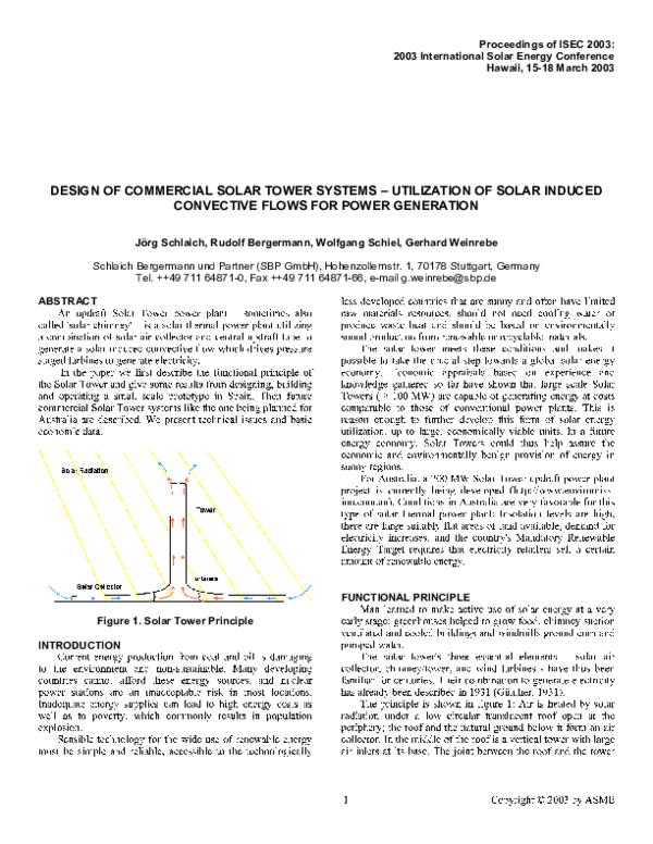(PDF) Design of Commercial Solar Tower Systems: Utilization of Solar ...