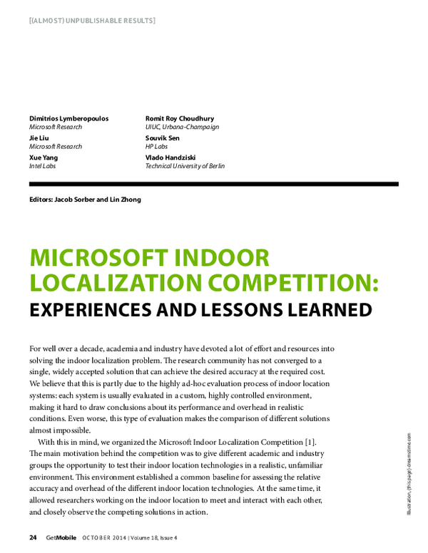 (PDF) Microsoft Indoor Localization Competition