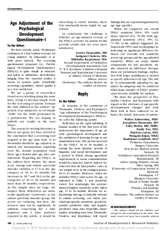 (PDF) Age Adjustment of the Psychological Development Questionnaire-1