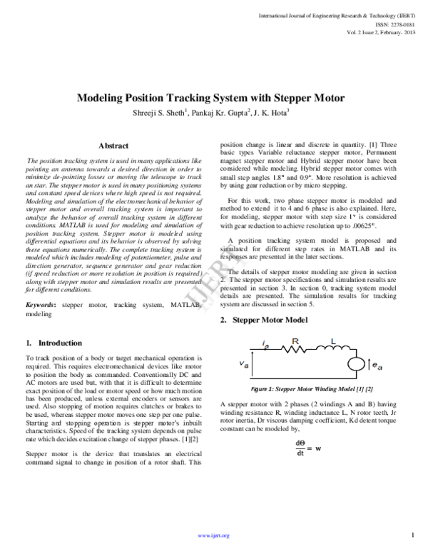 (PDF) Modeling Position Tracking System with Stepper Motor