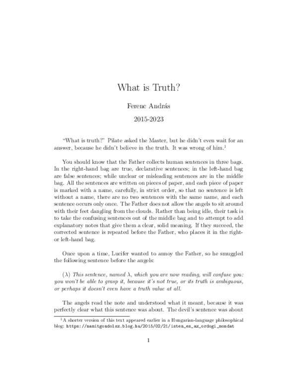 (PDF) What is Truth?