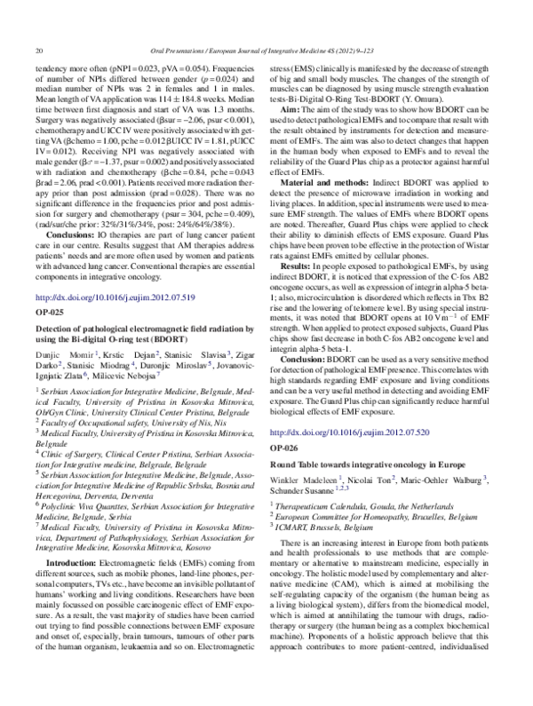 (PDF) Detection of pathological electromagnetic field radiation by ...