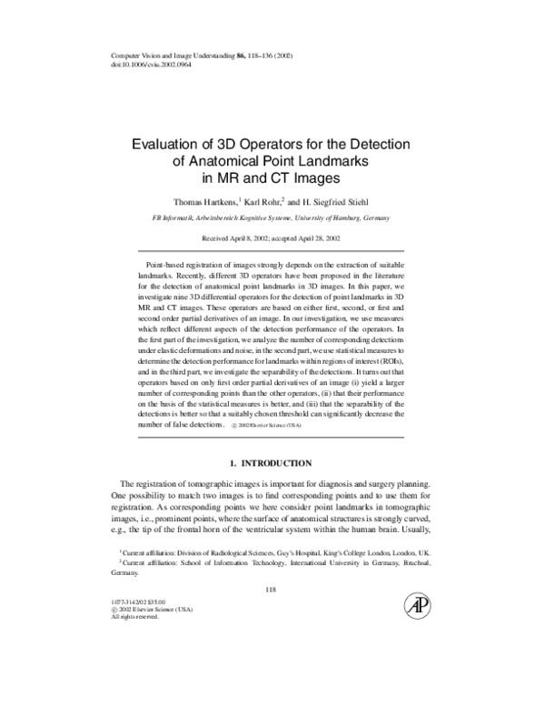 (PDF) Evaluation of 3D Operators for the Detection of Anatomical Point ...