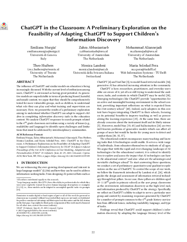 (PDF) ChatGPT in the Classroom: A Preliminary Exploration on the ...