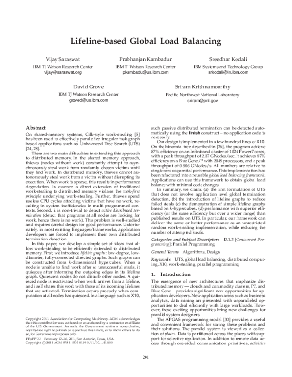(PDF) Lifeline-based global load balancing