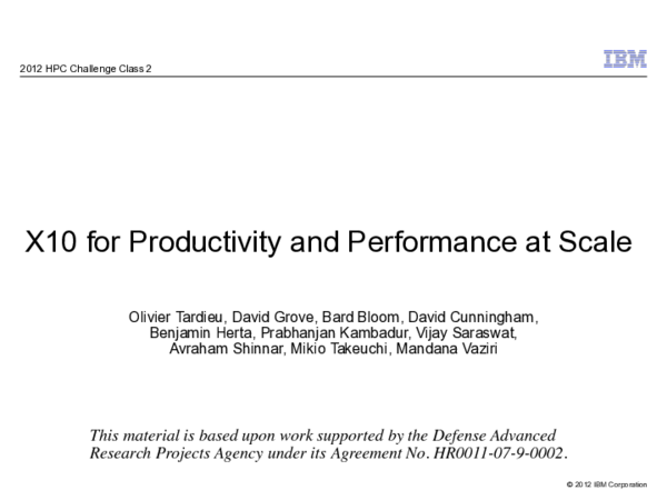 (PDF) X10 Language for High-Performance Computing