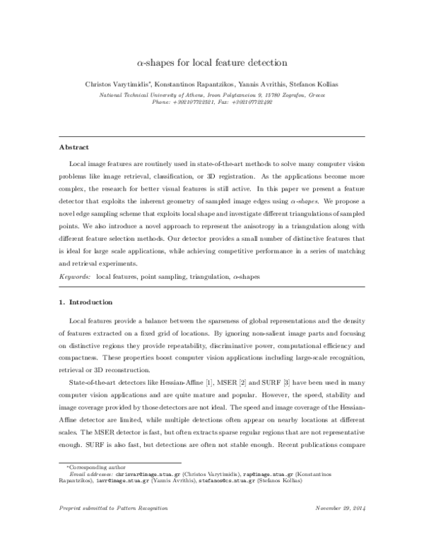 (PDF) Α-Shapes for Local Feature Detection