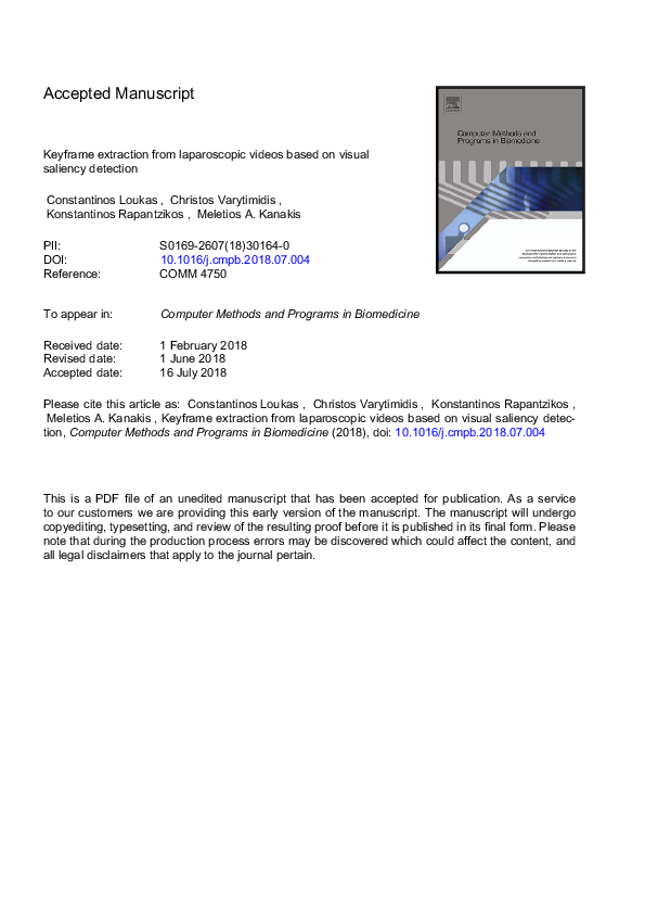 Pdf Keyframe Extraction From Laparoscopic Videos Based On Visual