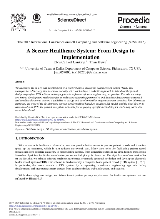 Pdf A Secure Healthcare System From Design To Implementation