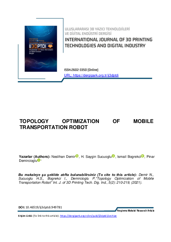 (PDF) Topology Optimization of Mobile Transportation Robot