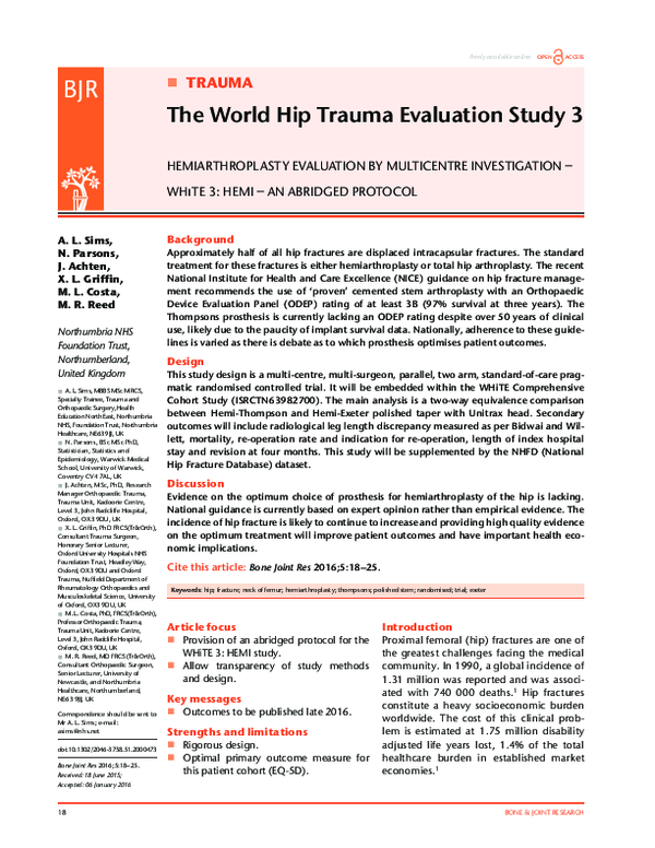 (PDF) The World Hip Trauma Evaluation Study 3