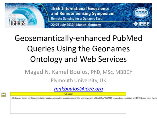 (PDF) Geosemantically-enhanced PubMed queries using the GeoNames ontology and Web Services ...