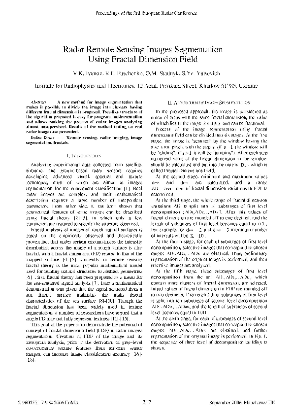 (PDF) Radar Remote Sensing Images Segmentation Using Fractal Dimension ...