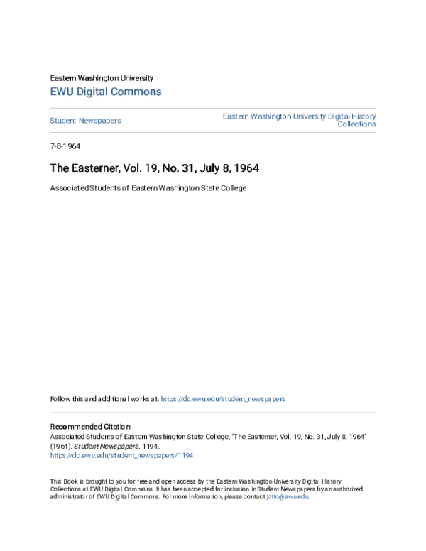 (PDF) The Easterner, Vol. 19, No. 31, July 8, 1964