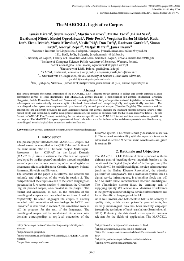 (PDF) The MARCELL Legislative Corpus
