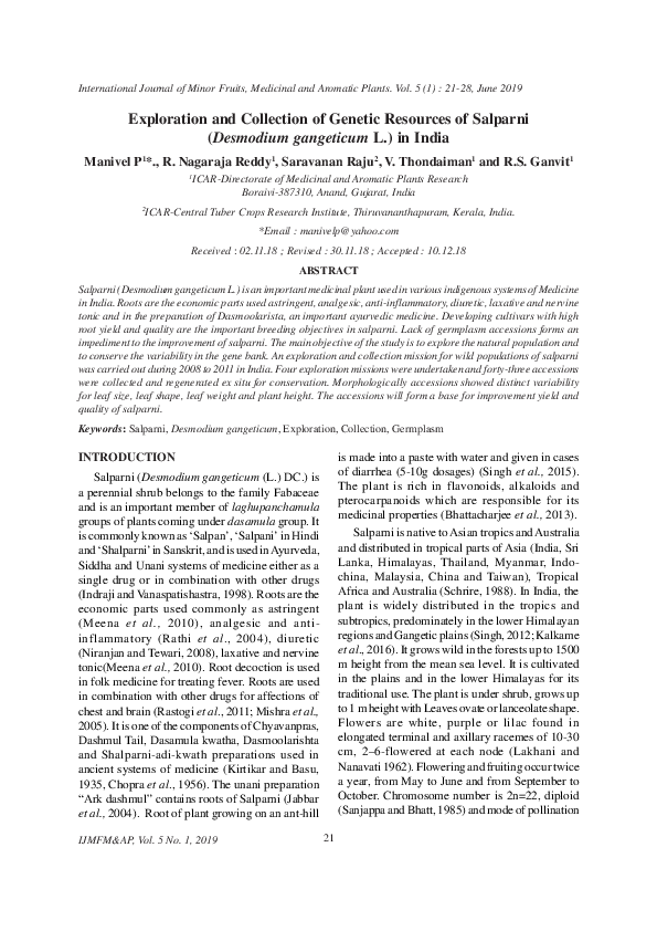 (PDF) Exploration and Collection of Genetic Resources of Salparni ...