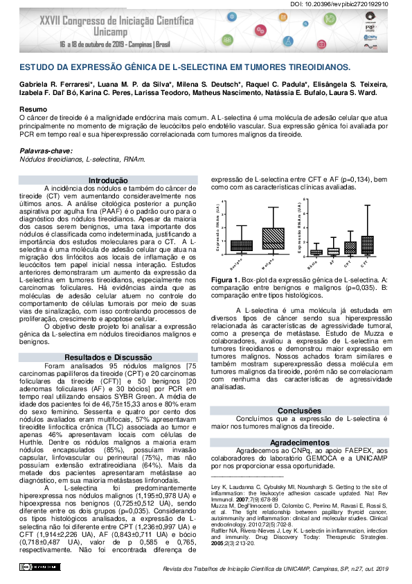 (PDF) Estudo da expressão gênica da L-selectina em tumores tireoidianos