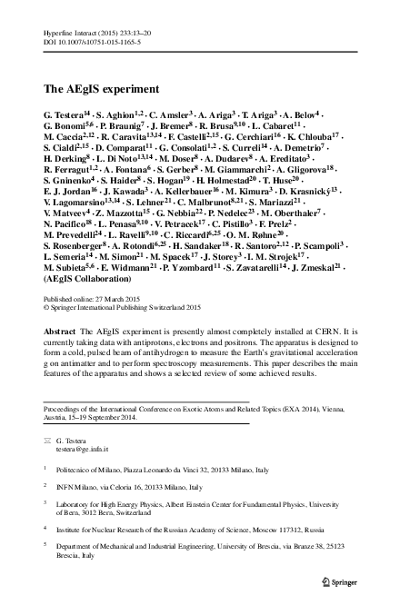 (PDF) The AEgIS experiment